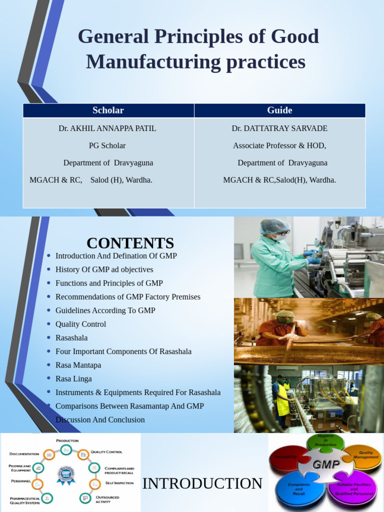 General Principles of Good Manufacturing Practices | PDF