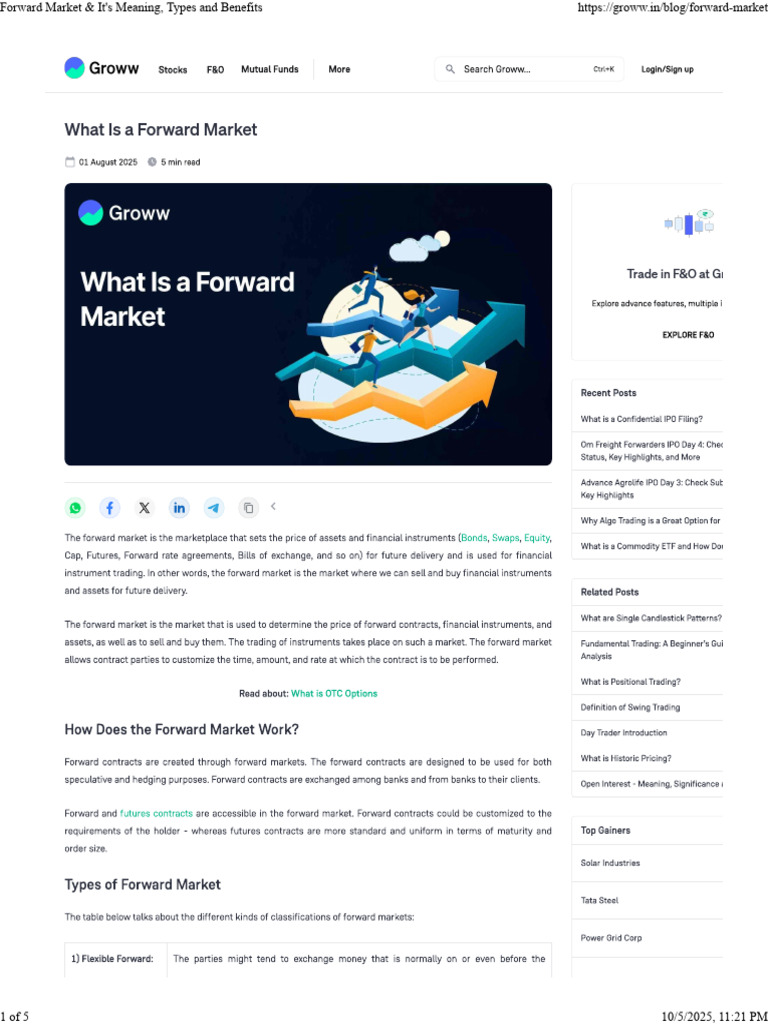 Groww Forward Market Guide | PDF