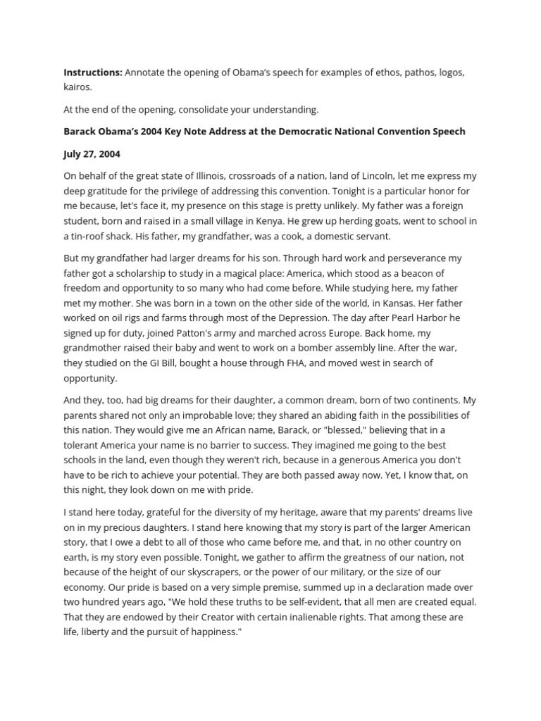 Excerpt 2004 DNC Speech | PDF