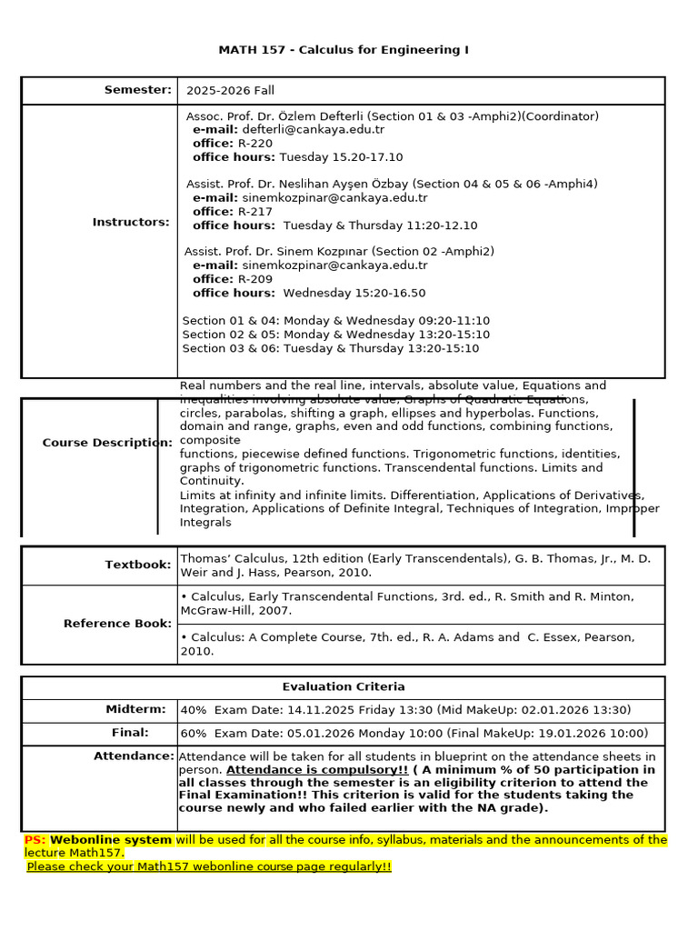 MATH 157: Calculus for Engineering I | PDF | Integral | Function ...