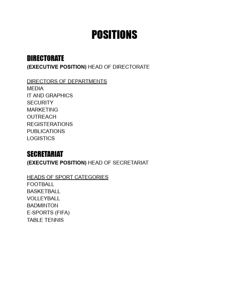 Organizational Structure and Positions | PDF