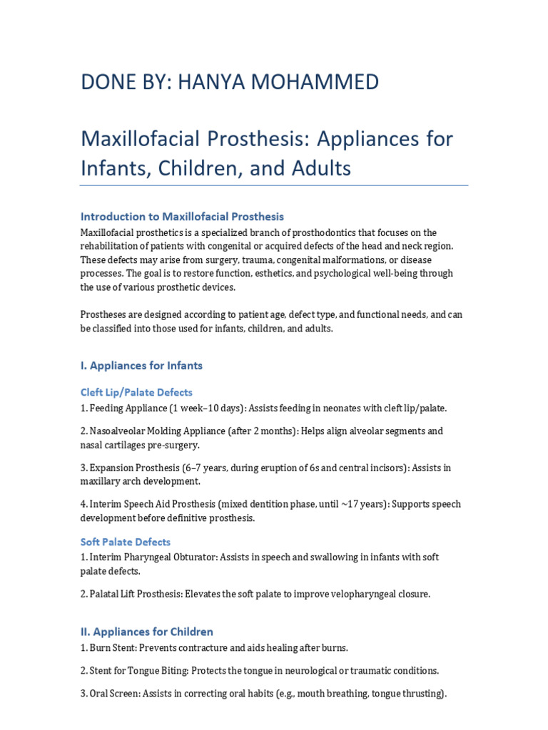 Maxillofacial Prosthesis | PDF | Prosthesis | Medical Specialties