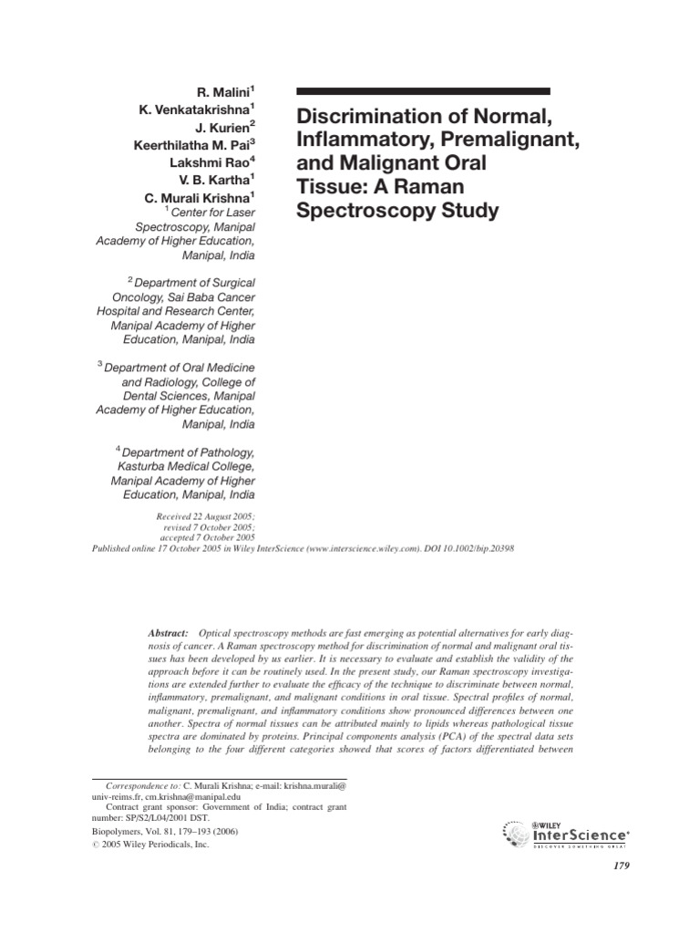 Discrimination of Normal, Inflammatory, Premalignant, and Malignant ...