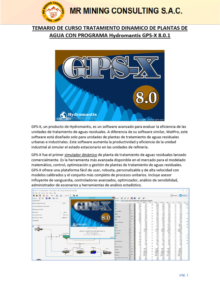 Temario de Curso Tratamiento Dinamico de Plantas de Agua Con Programa ...