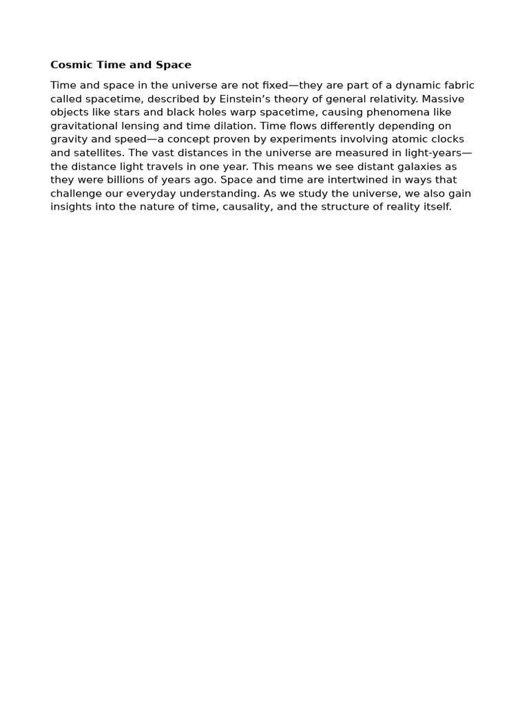 Cosmic Time and Space | PDF