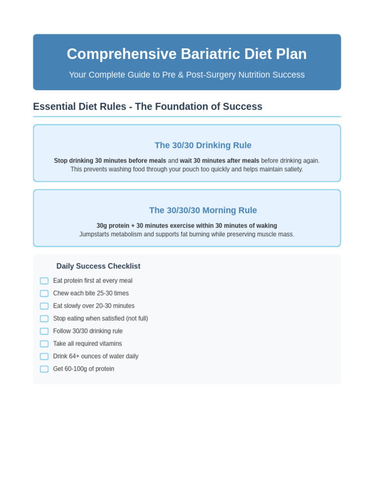 Bariatric Diet Plan Overview | PDF | Foods | Vegetables
