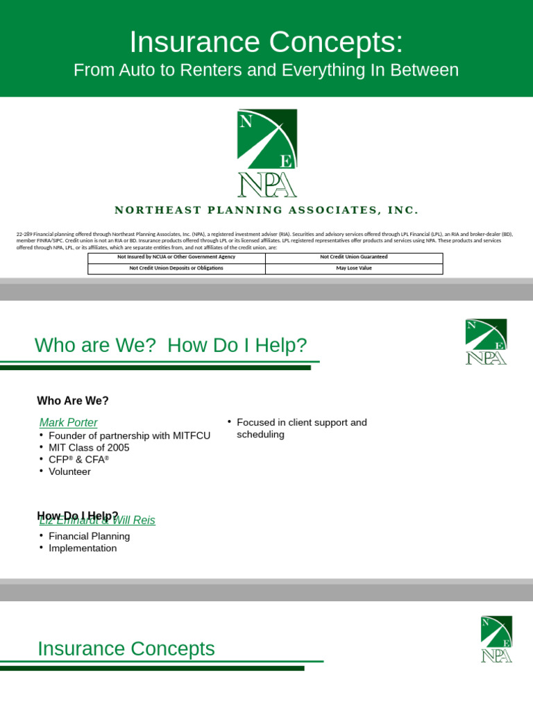 22 289 Porter Insurance Presentation | PDF | Cost Of Living | Insurance