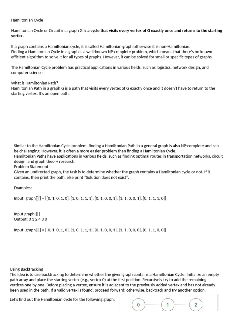 Hamiltonian Cycle | PDF | Algorithms | Algorithms And Data Structures