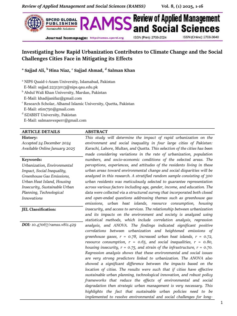 Urbanization's Impact on Climate & Society | PDF | Sampling (Statistics ...