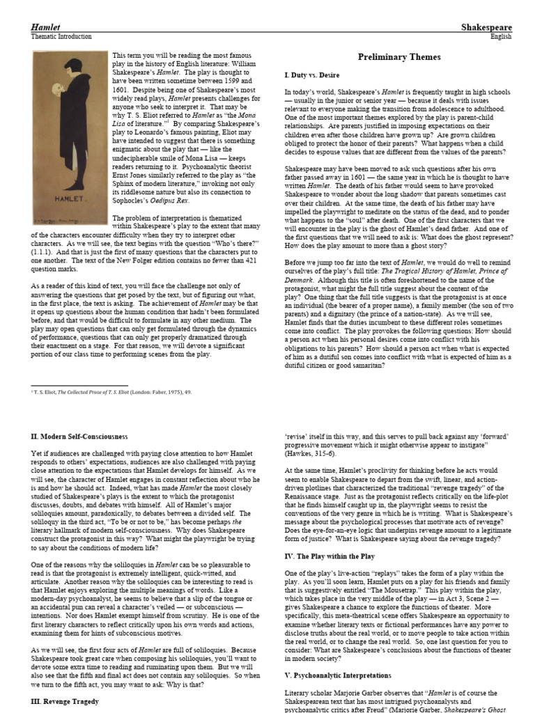 William Shakespeare's Hamlet | PDF | Hamlet | Psychoanalysis