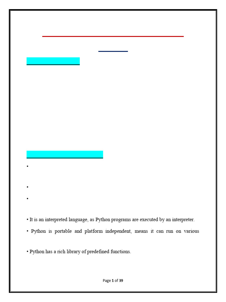 Unit 1 PDF1-Intoduction To Python | PDF | Data Type | Boolean Data Type