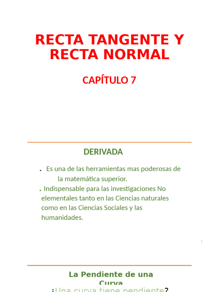 Recta Tangente y Recta Normal | PDF | Derivado | Pendiente