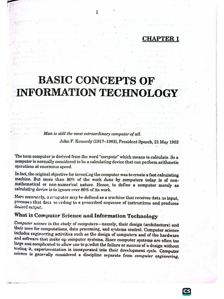 Class Xi Computer Chapter 1 | PDF