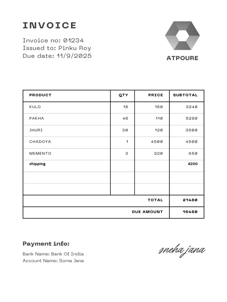 Black and White Simple Business Invoice | PDF