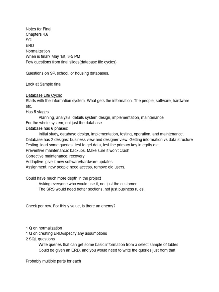 Notes For Final | PDF