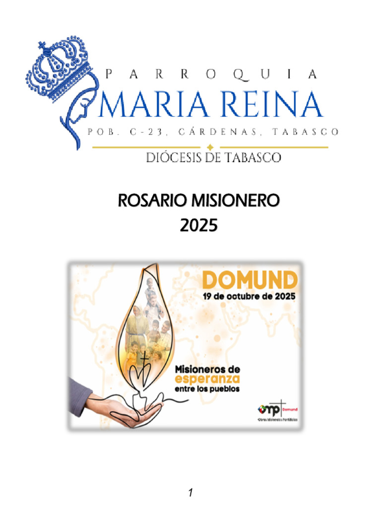 Rosario Misionero 2025: Oraciones y Misterios | PDF | María, madre de ...