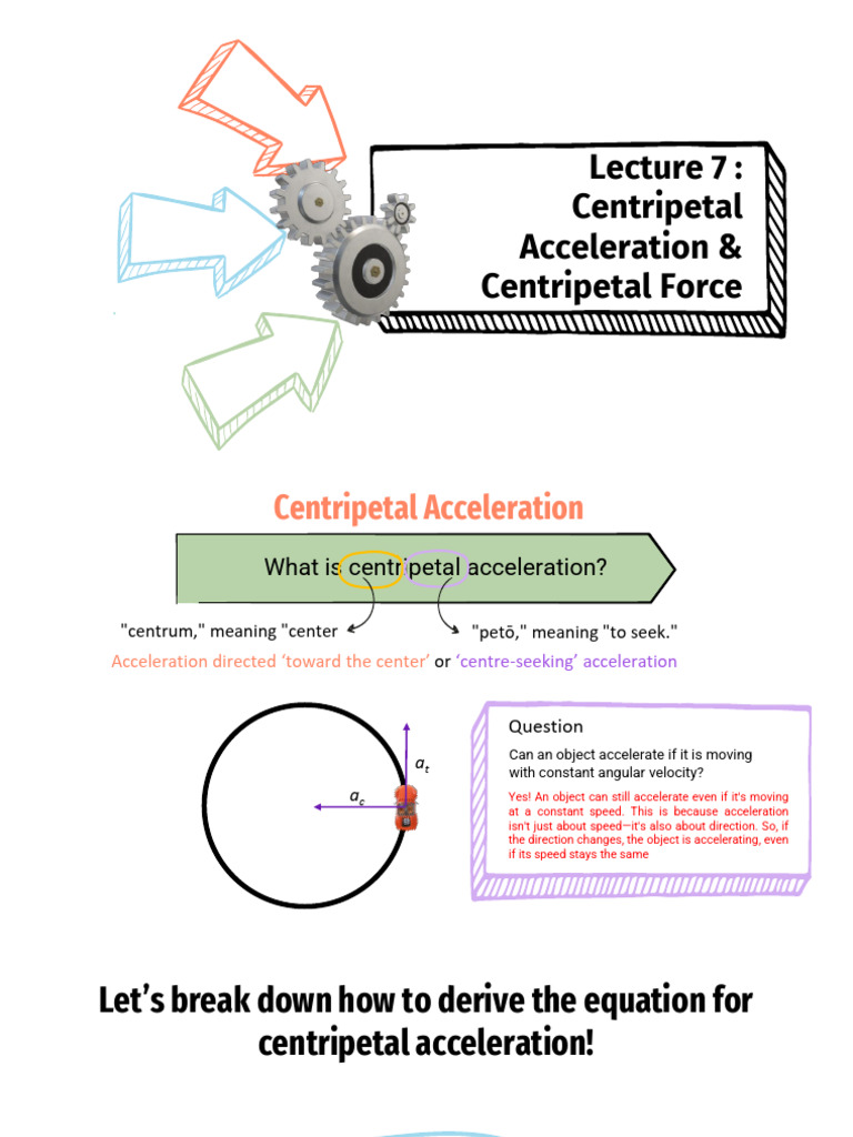 L7b - Centripetal Acceleration Centripetal Force | PDF | Acceleration | Force