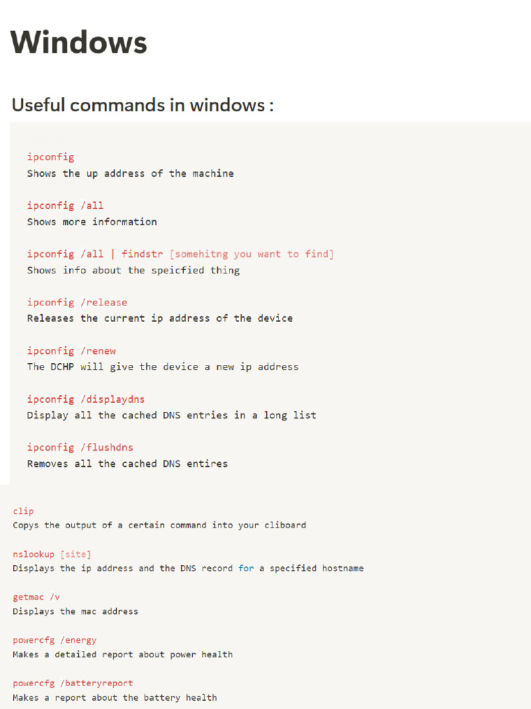 Windows Commands | PDF
