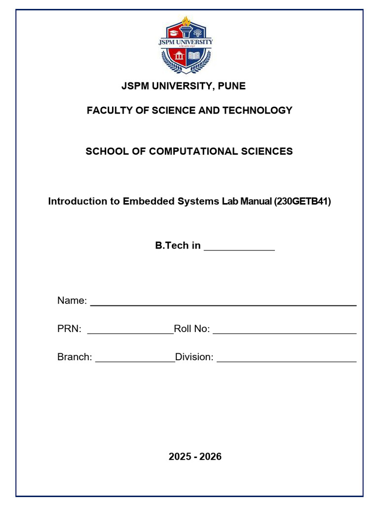 Introduction To Embedded Systems Lab Manual | PDF | Binary Coded Decimal | Computer Engineering