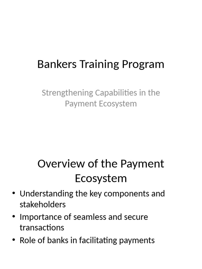Bankers Training Payment Ecosystem | PDF