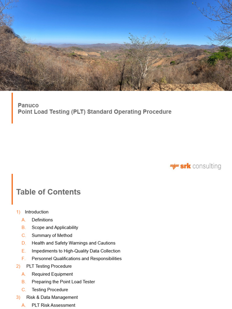 Point Load Testing PLT Standard Operating Procedure | PDF | Quality ...