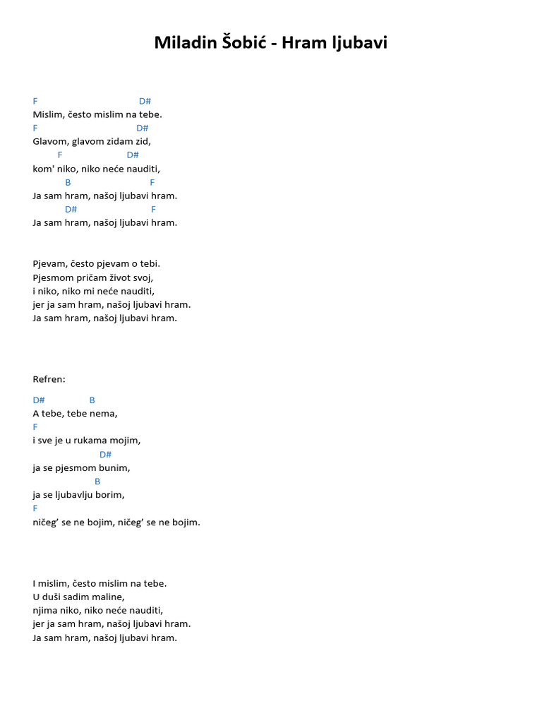 Miladin Šobić - Hram Ljubavi | PDF
