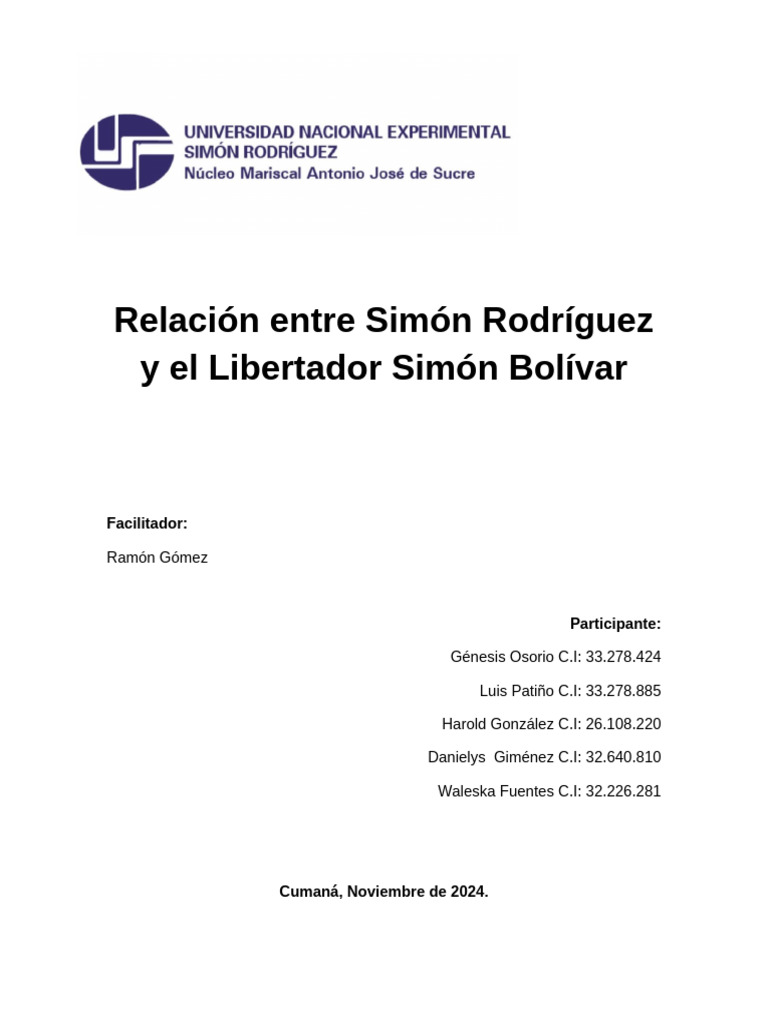 Influencia de Simón Rodríguez en Bolívar | PDF | España | America latina