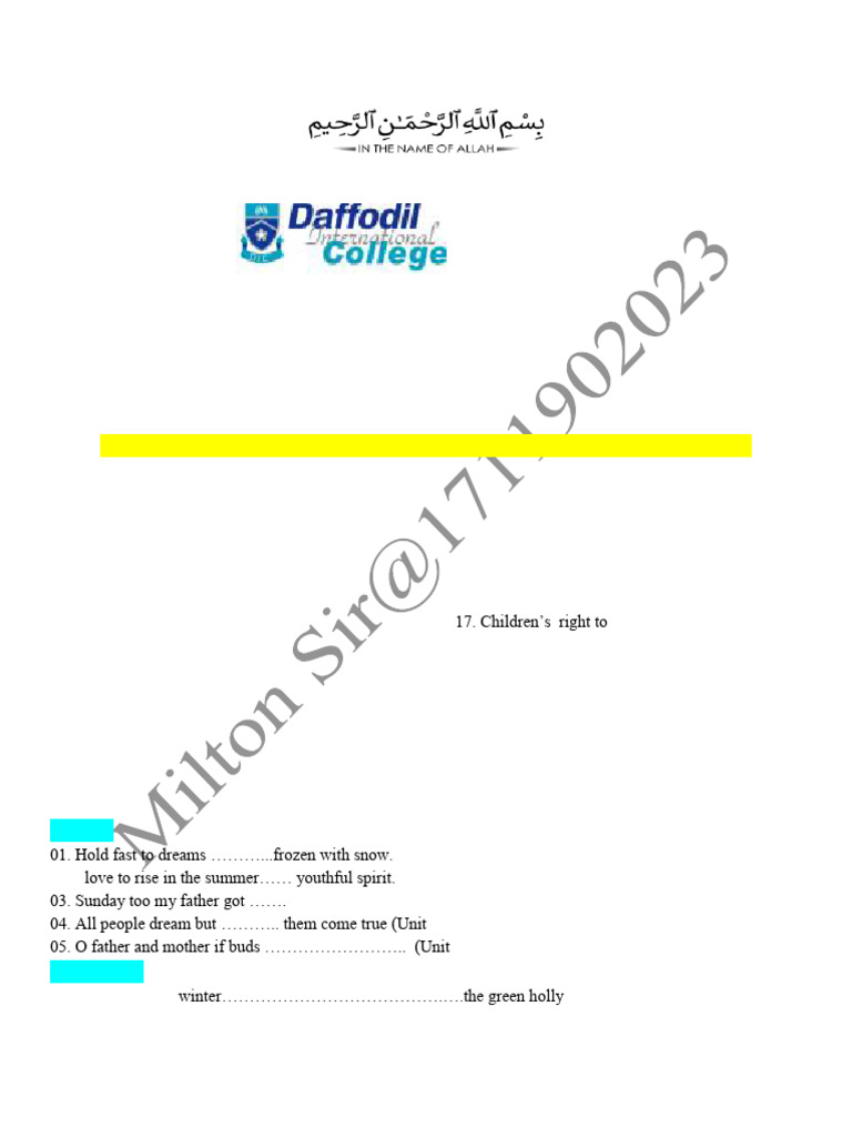HSC 2025 English Exam Suggestions | PDF | Bangladesh