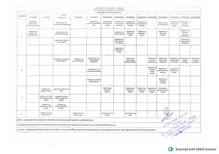 Remedial Class Time Table | PDF