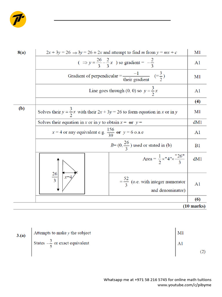 IAL Pure Math1 - CH5-Straight Line Graphs - MS | PDF