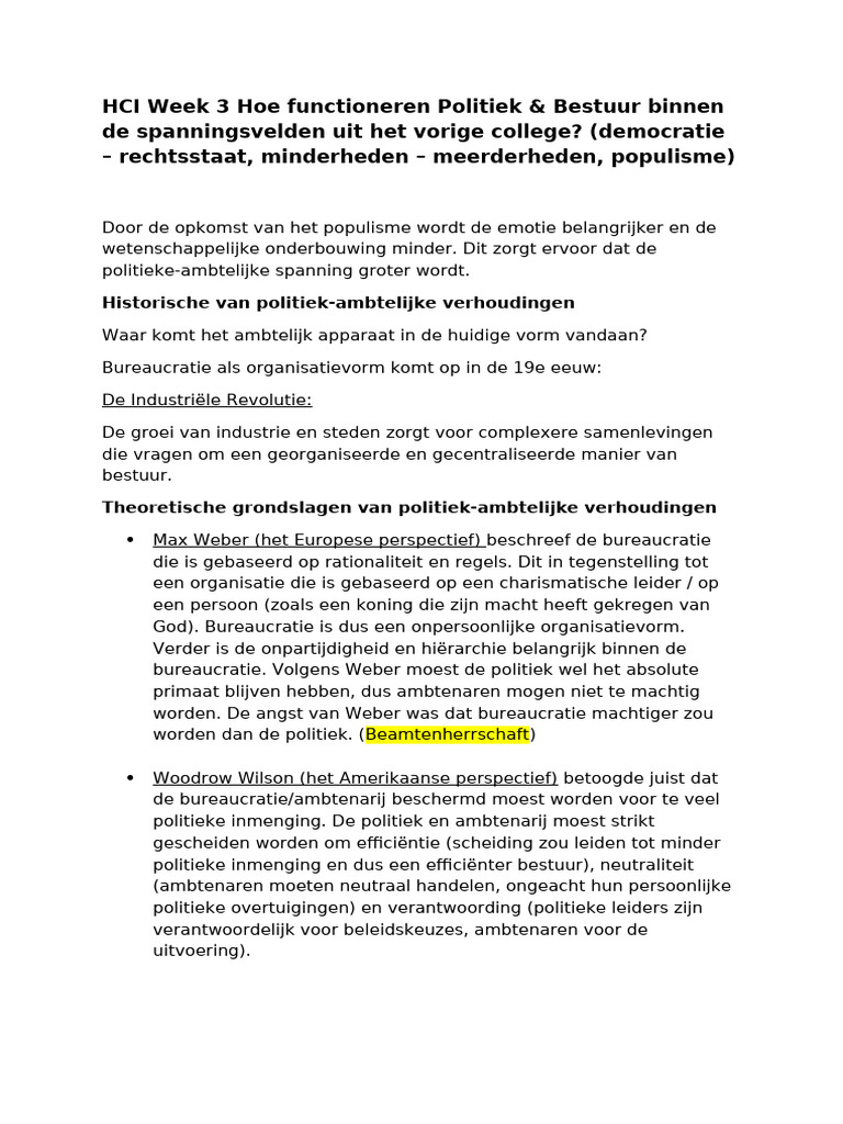 HCI Week 3 Politiek & Bestuur | PDF