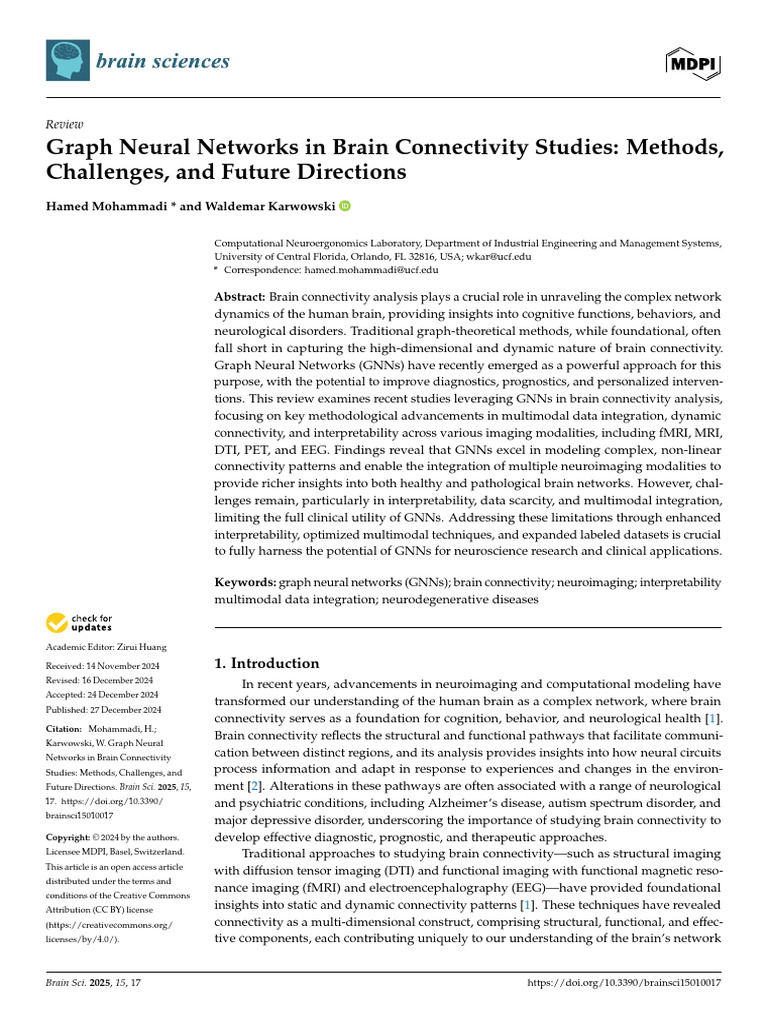 GNNs in Brain Connectivity Analysis | PDF | Neuroscience