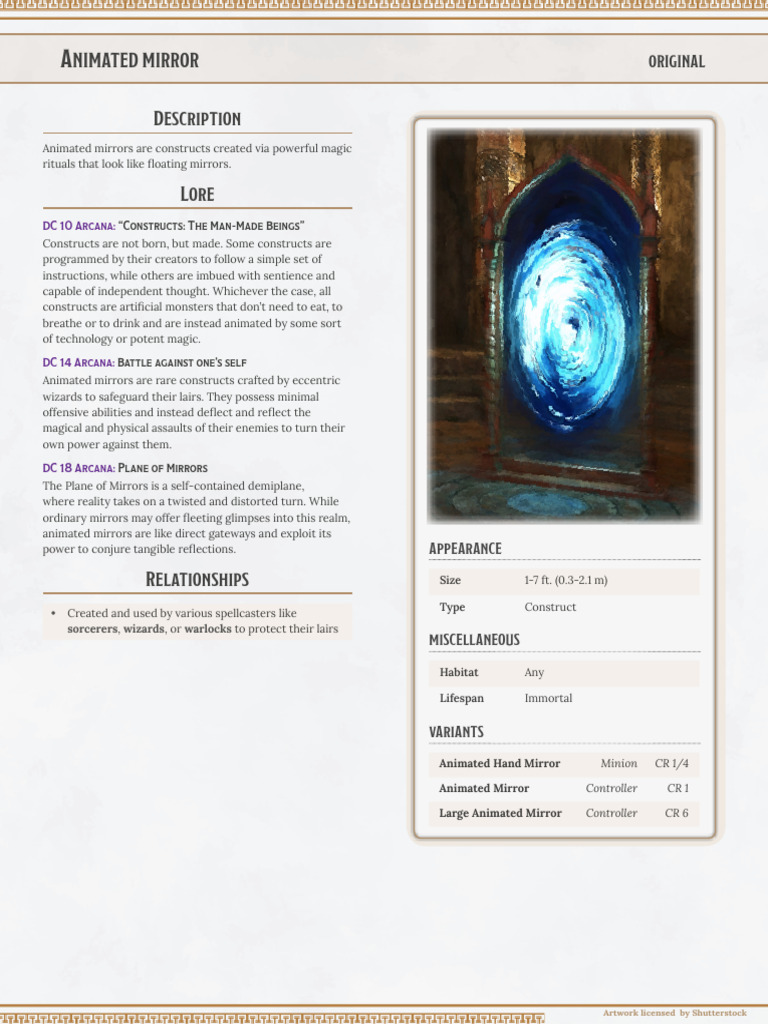 Animated Mirror (Adventure Trove) | PDF | Mirror | Magician (Fantasy)