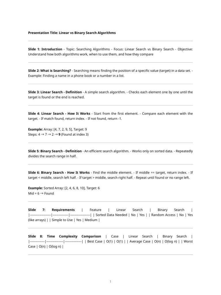 Linear vs Binary Search Explained | PDF | Information Retrieval ...