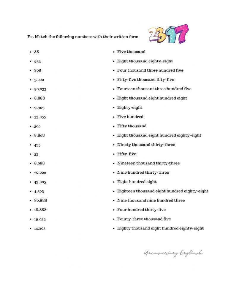 Big Numbers Exercises | PDF