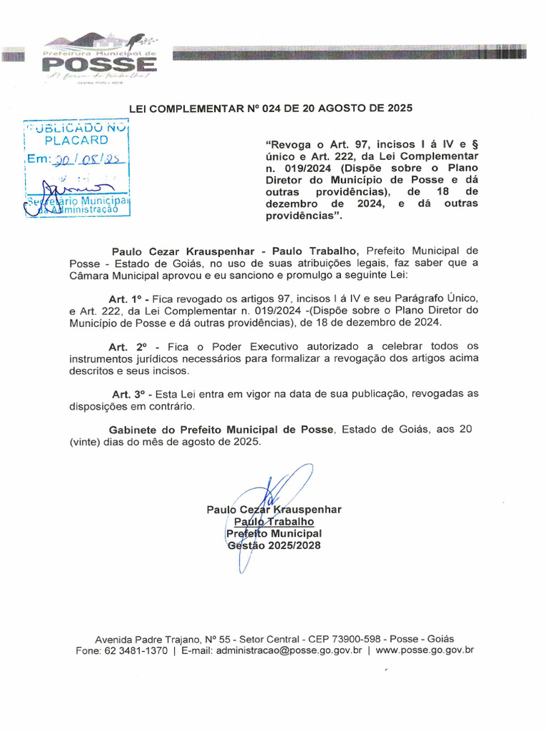Lei Complementar 024 - 2025 - Plano Diretor | PDF