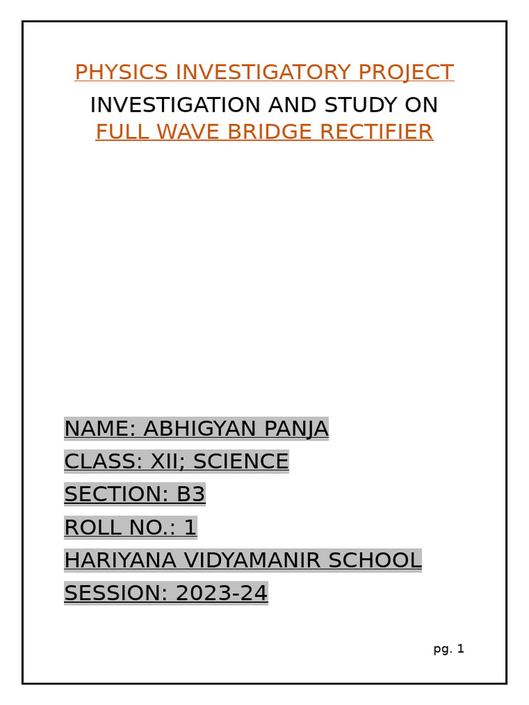 Full Wave Bridge Rectifier | PDF | Rectifier | Direct Current