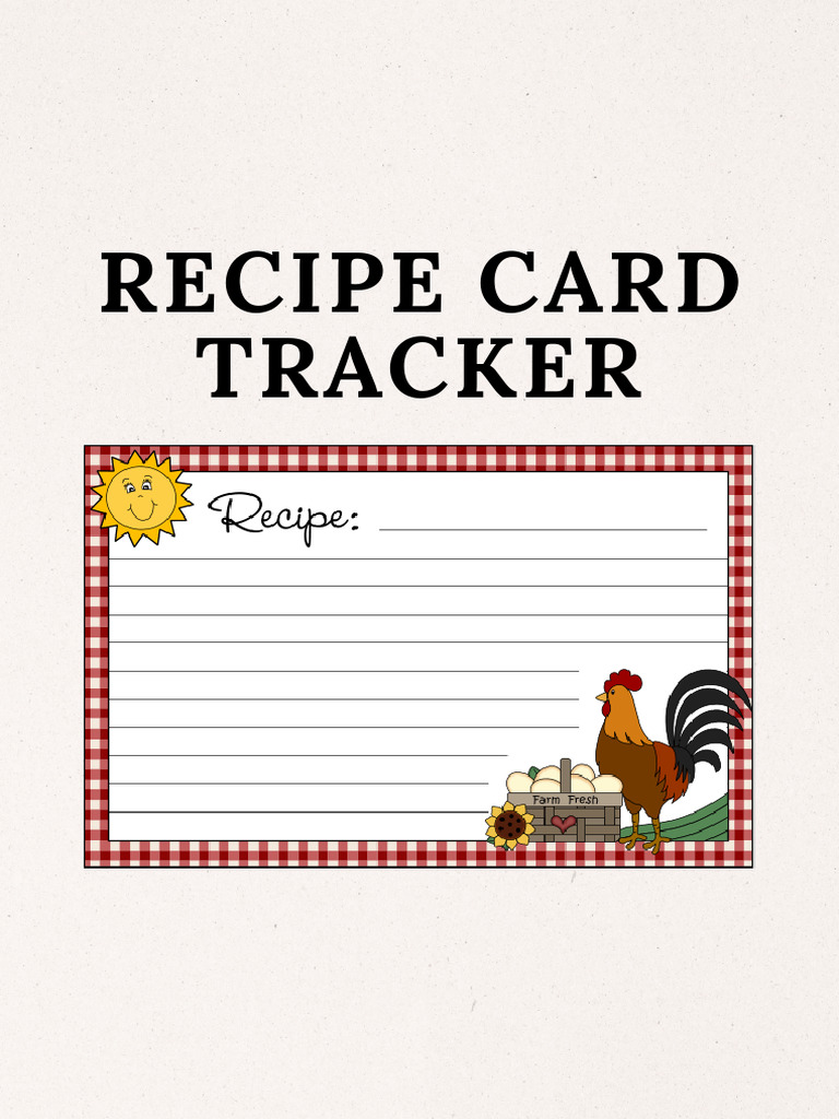 Copy of Canva Templates - Recipe Card Tracker PLR | PDF | Recipe | Lunch