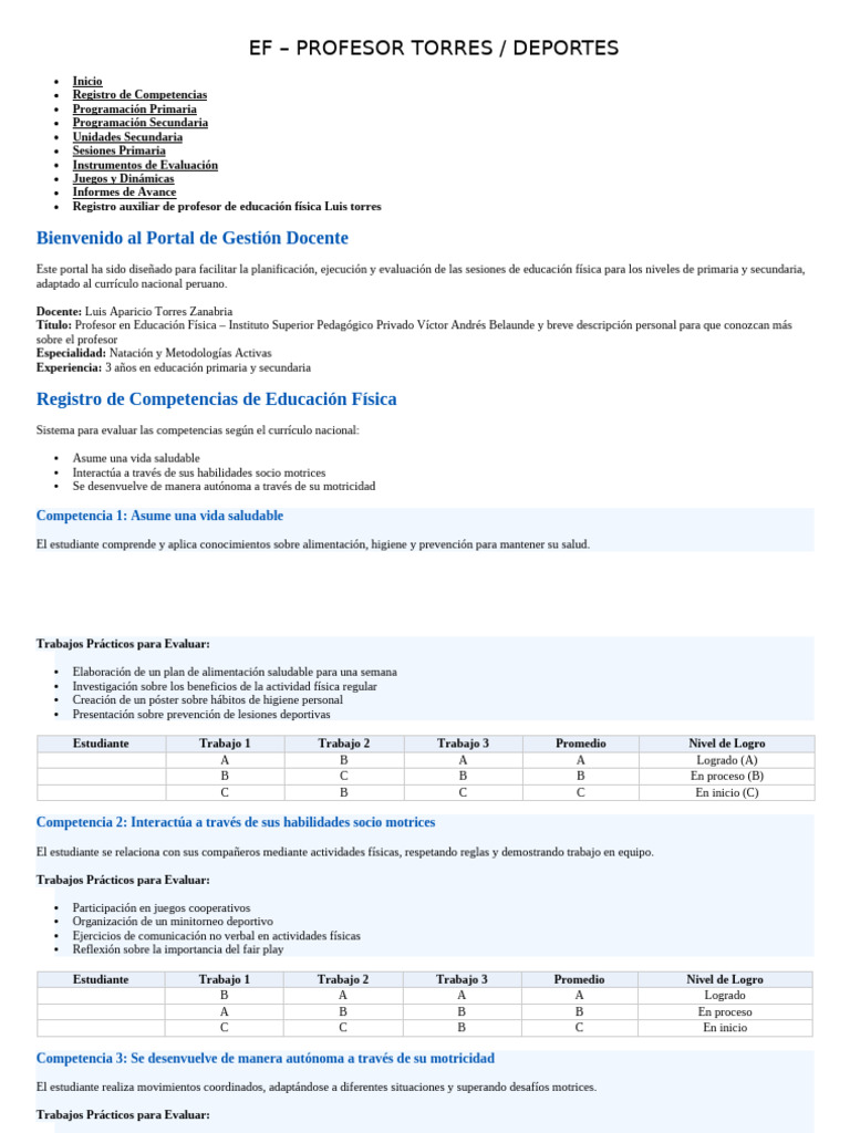 Registro Auxiliar EF 2026 | PDF | Maestros | Plan de estudios