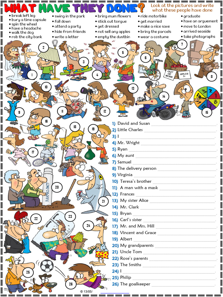 Present Perfect Tense Esl Printable Writing Activity Worksheet | PDF