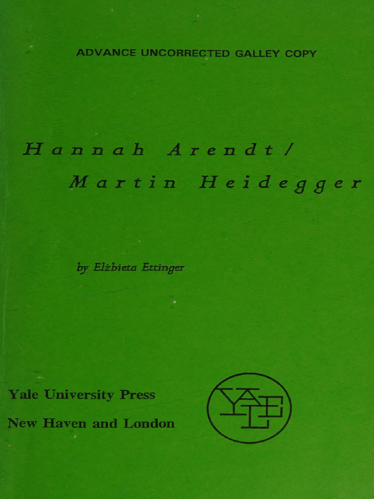 Hannah Arendt - Martin Heidegger - Elzbieta Ettinger - 1995 - YALE ...
