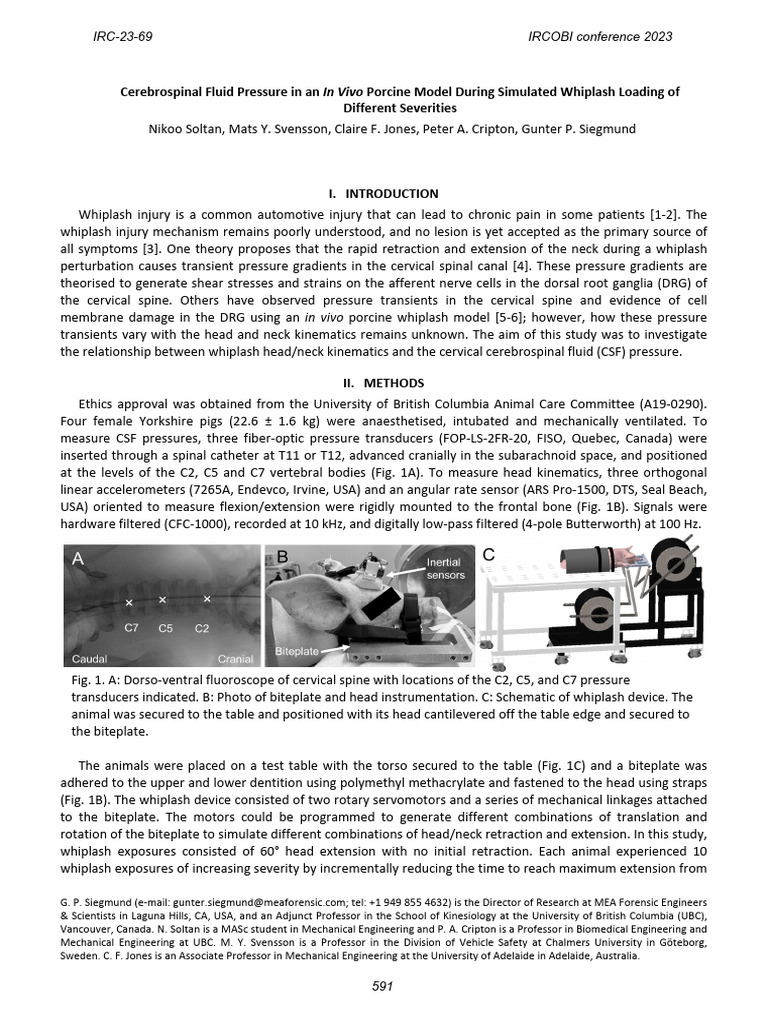 Cerebrospinal Fluid Pressure in An in Vivo Porcine Model During ...