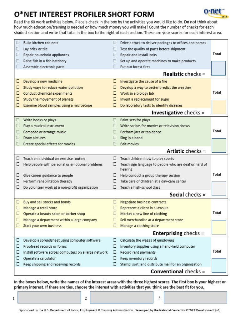 Interest Profiler | PDF