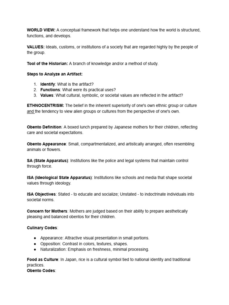 Understanding Cultural Artifacts and Values | PDF