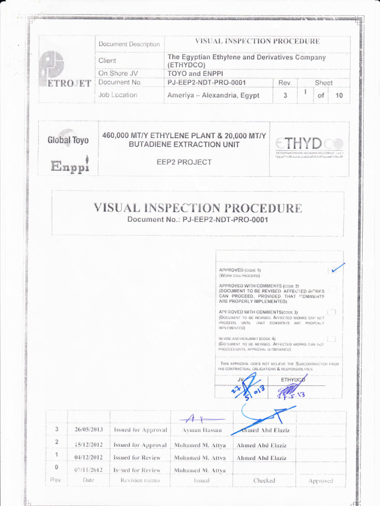 Visual Inspection Procedure | PDF | Welding | Construction