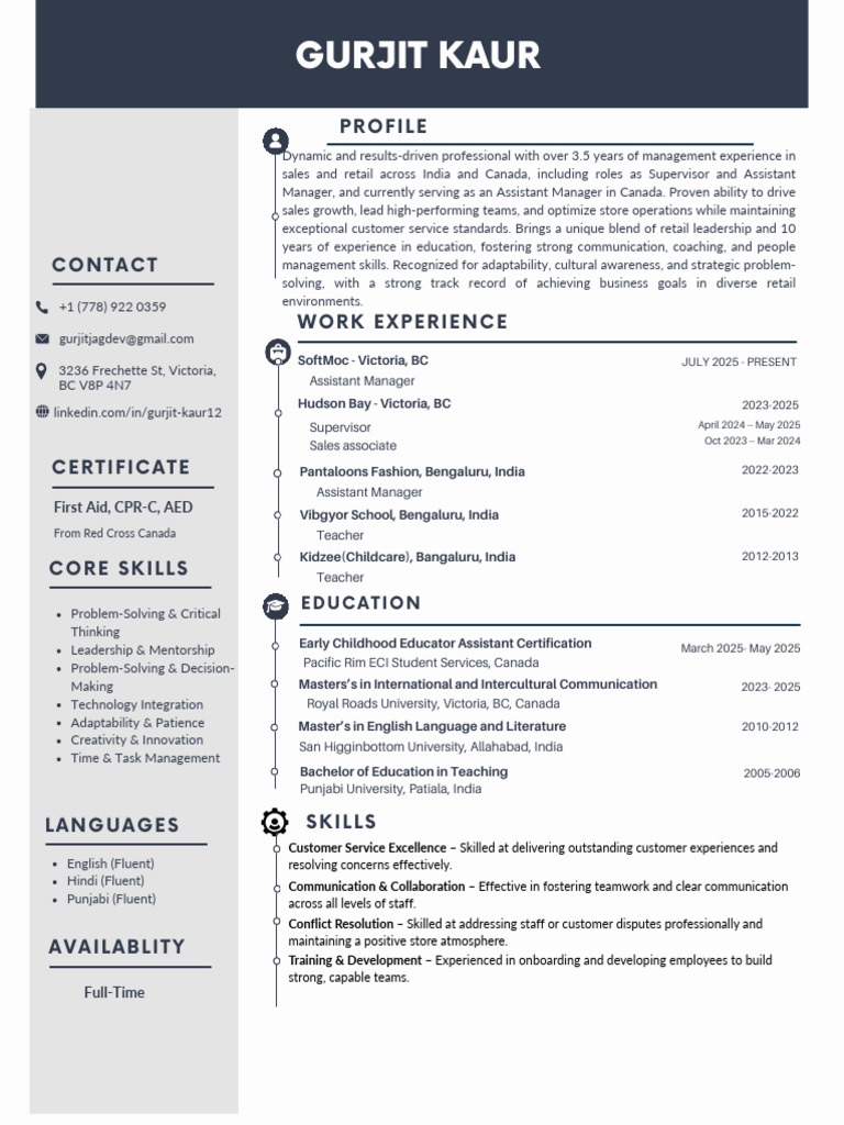 Blue and Gray Simple Professional CV Resume | PDF | Leadership | Social ...