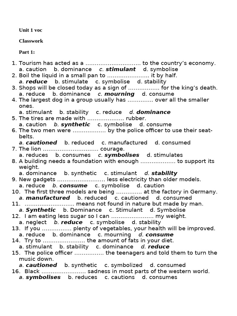 Unit 1 Voc - Past Countinous | PDF