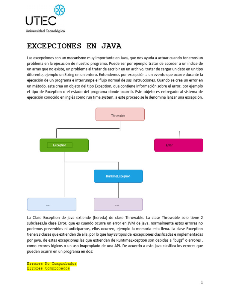 Más de Excepciones | PDF | Java (lenguaje de programación) | Programa ...