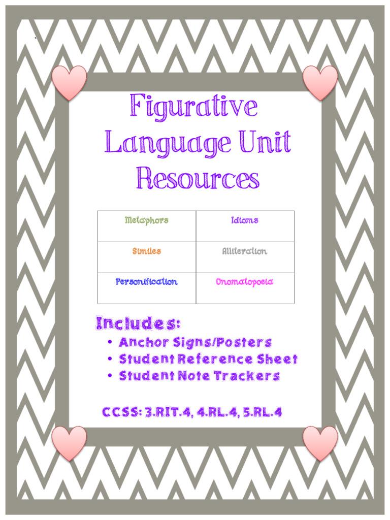 Figurative Language Unit Resources: Includes | PDF | Metaphor ...