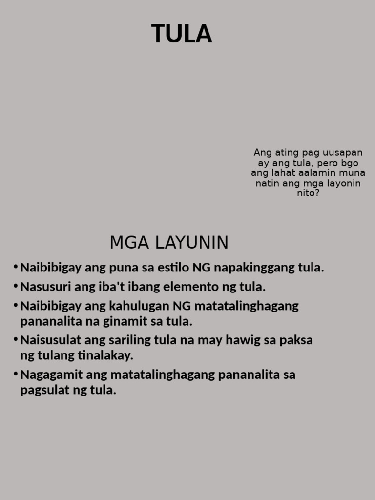 Grade 10 2nd Quarter Tula | PDF